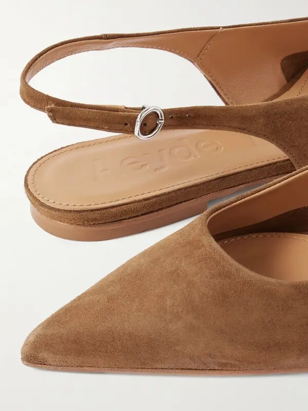 AeydĒ Annora Suede Slingback Flats - Brown