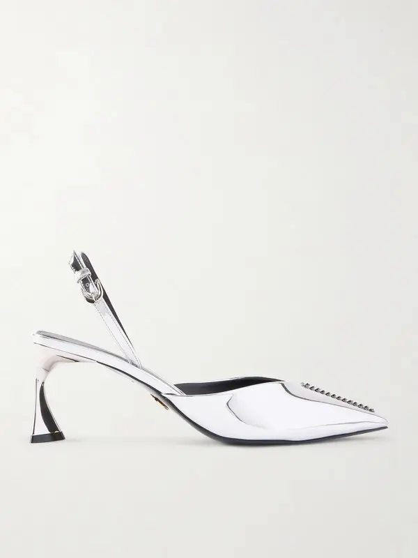 Stella McCartney Elsa Embellished Metallic Slingback Pumps