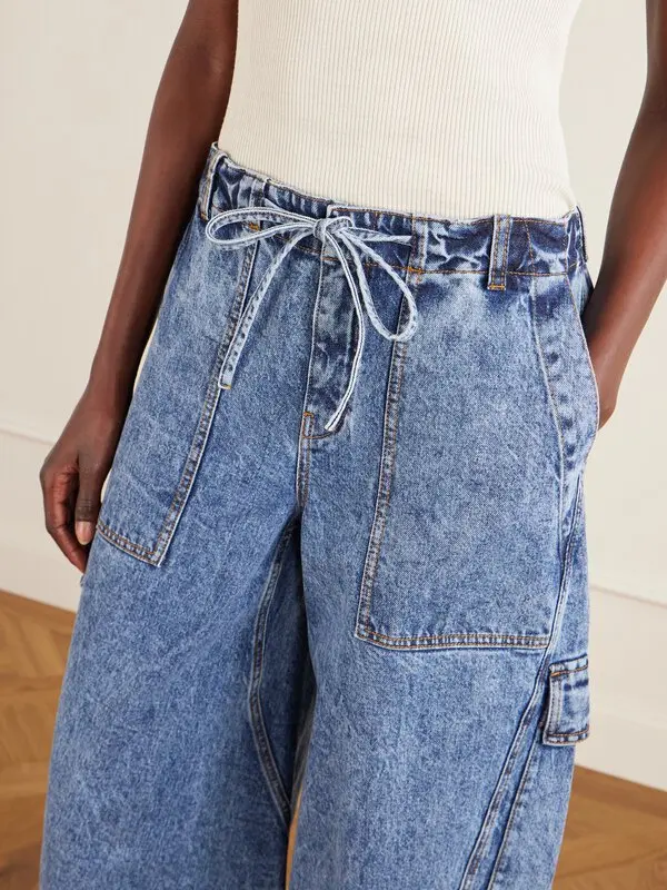 Alaïa Barrel-leg Jeans With Cargo Pockets - Blue