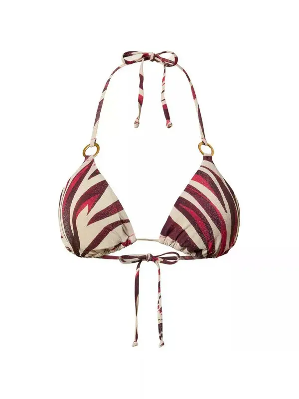 TWINSET Zebra-print Lurex Bikini Top - Pink