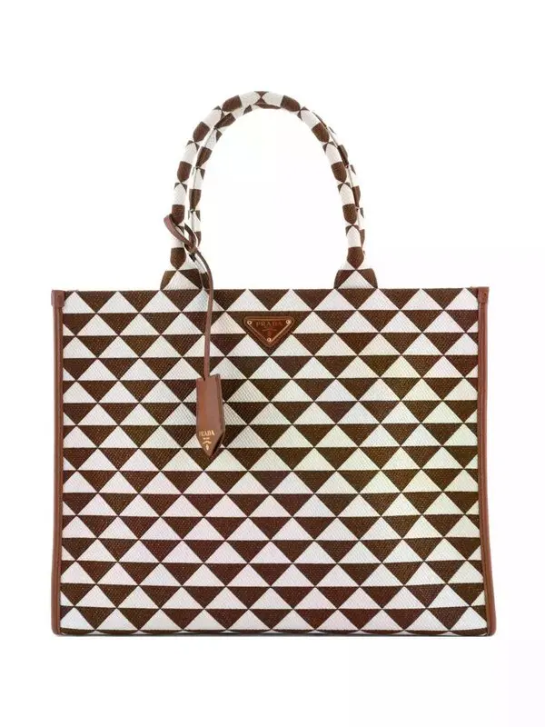 Prada Symbole Jacquard Large Tote Bag - Brown