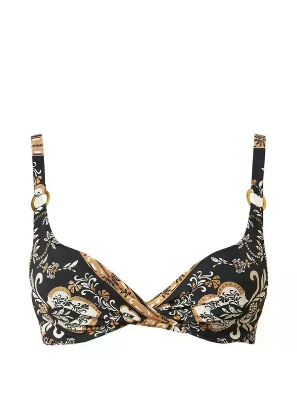 TWINSET Foulard-print Underwired Bikini Top - Black