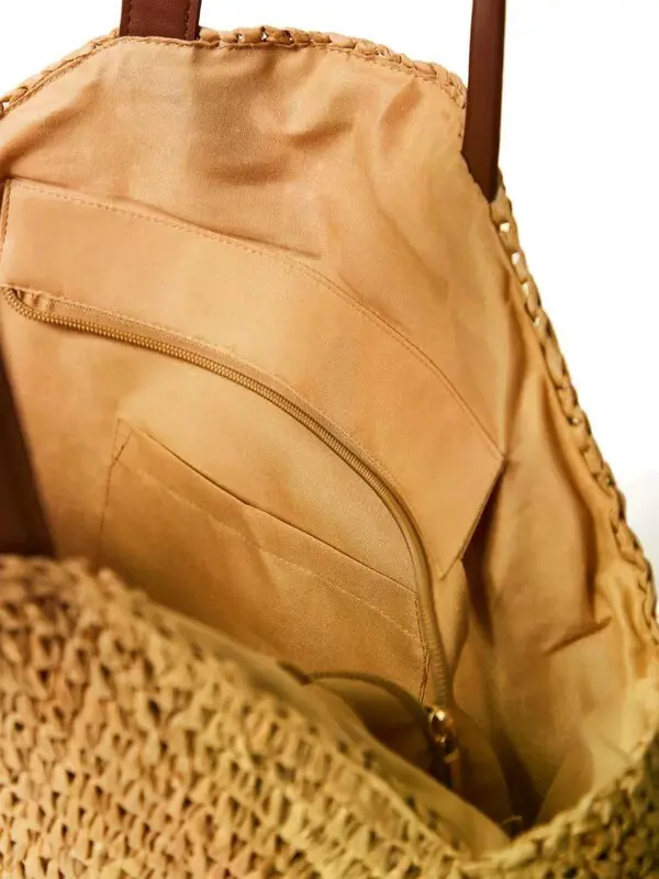 TWINSET Raffia Fringed Tote Bag