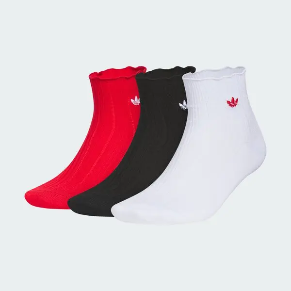 Adidas Originals Ruffle 3-pack Quarter Socks - Scarlet / White / Black