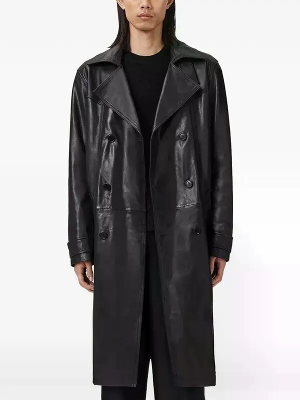 ALLSAINTS Kellett Leather Trench Coat - Black