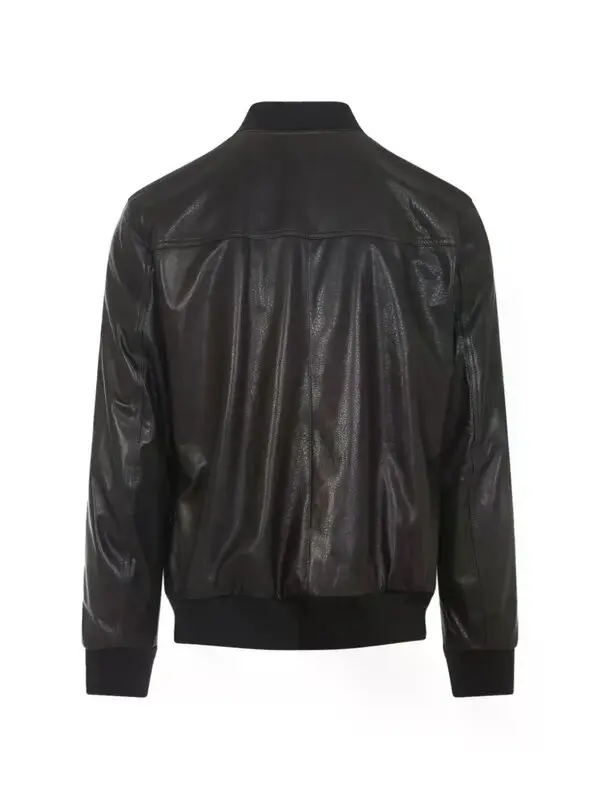 Brioni Zip Leather Bomber Jacket