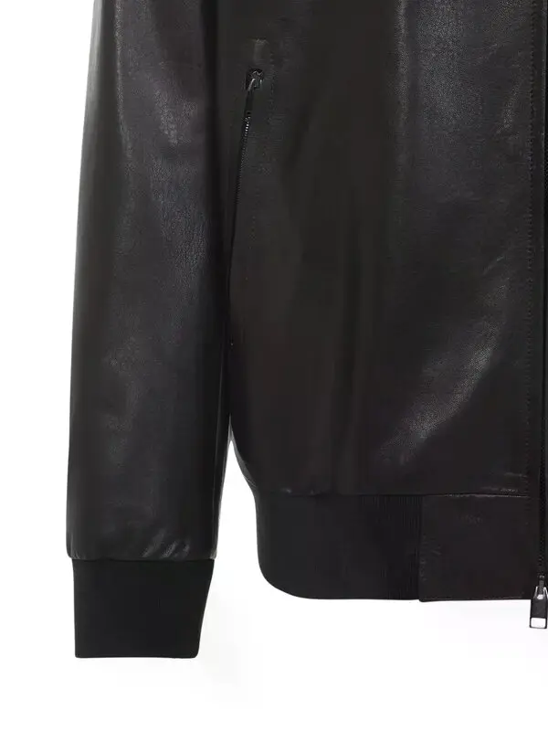 Brioni Zip Leather Bomber Jacket