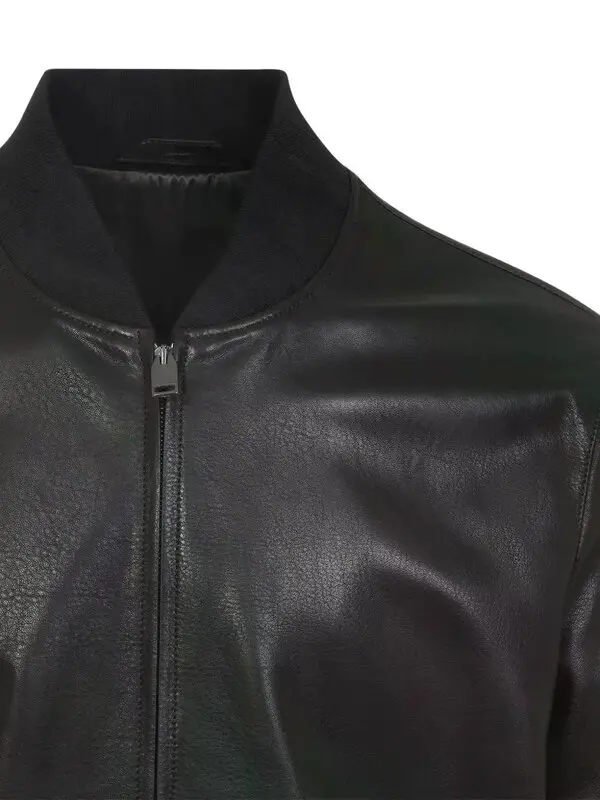 Brioni Zip Leather Bomber Jacket