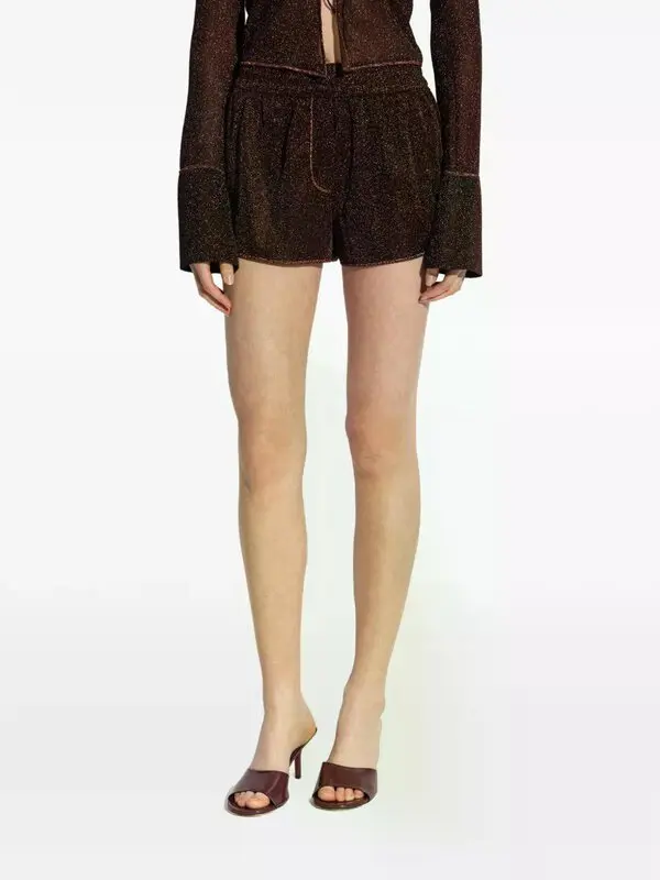 Oseree Lurex Shorts - Brown