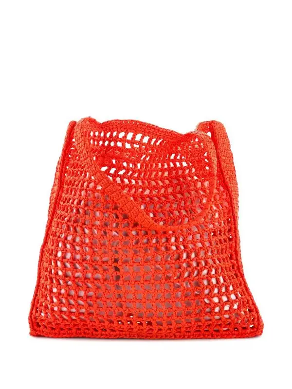 Prada Triangle Logo Open Raffia Tote Bag