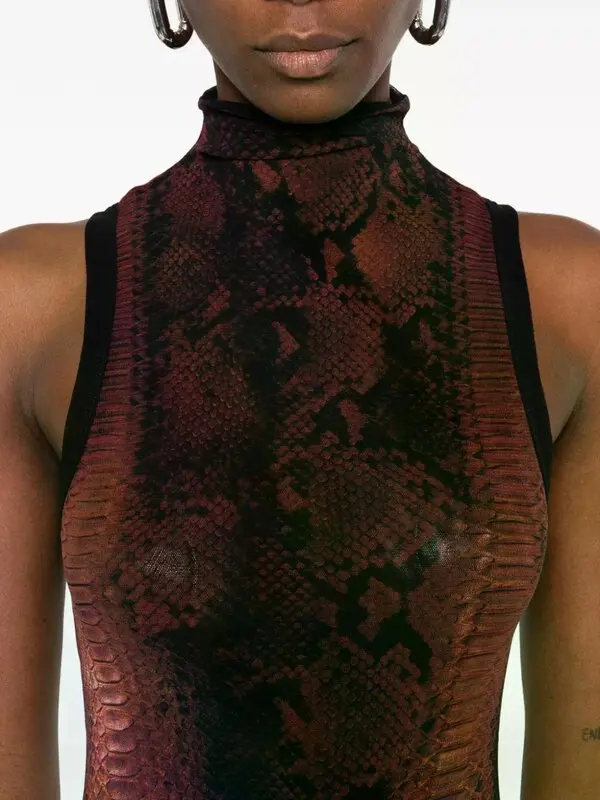 JEAN PAUL GAULTIER Snake-pattern Mini Dress - Brown