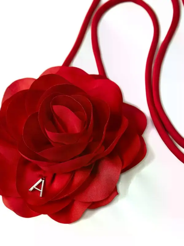 TWINSET Floral-appliqué Satin Choker - Red