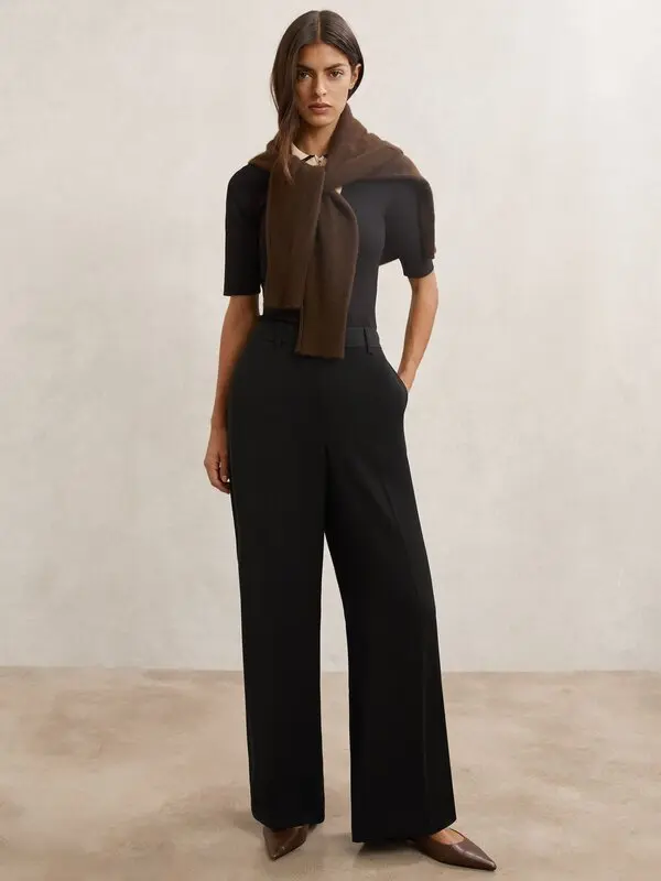REISS Margeaux Wide-leg Trousers - Black
