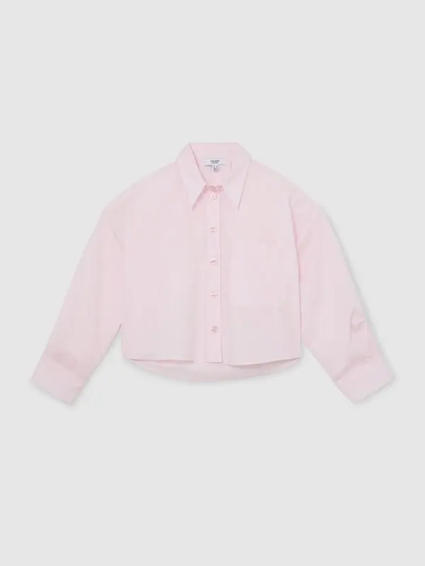 REISS Solenge Cropped Long-sleeve Shirt - Pink