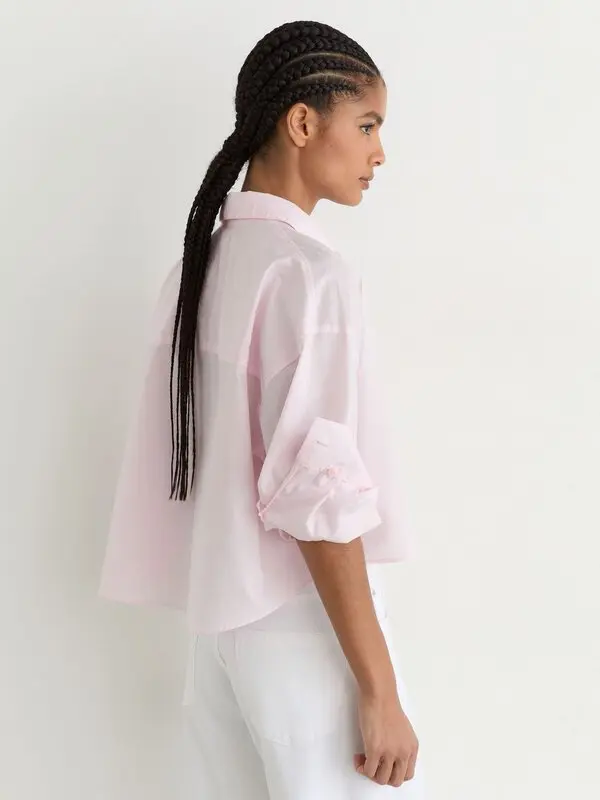 REISS Solenge Cropped Long-sleeve Shirt - Pink