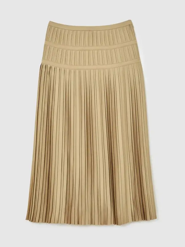 REISS Eva Pleated Midi Skirt