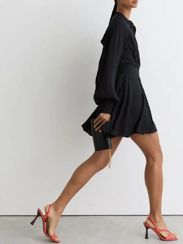 REISS Eliana Embroidered-trim Belted Mini Dress