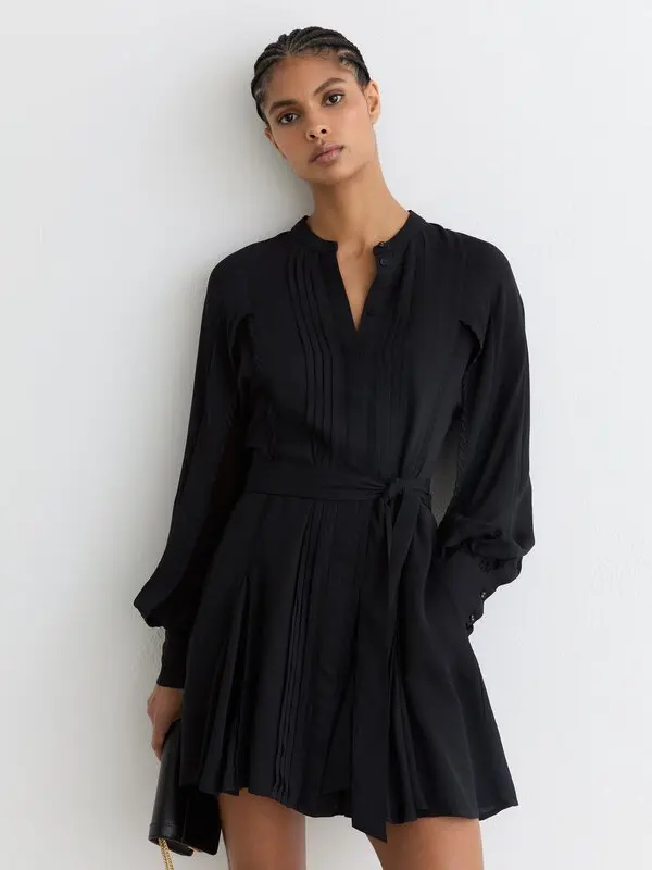 REISS Eliana Embroidered-trim Belted Mini Dress