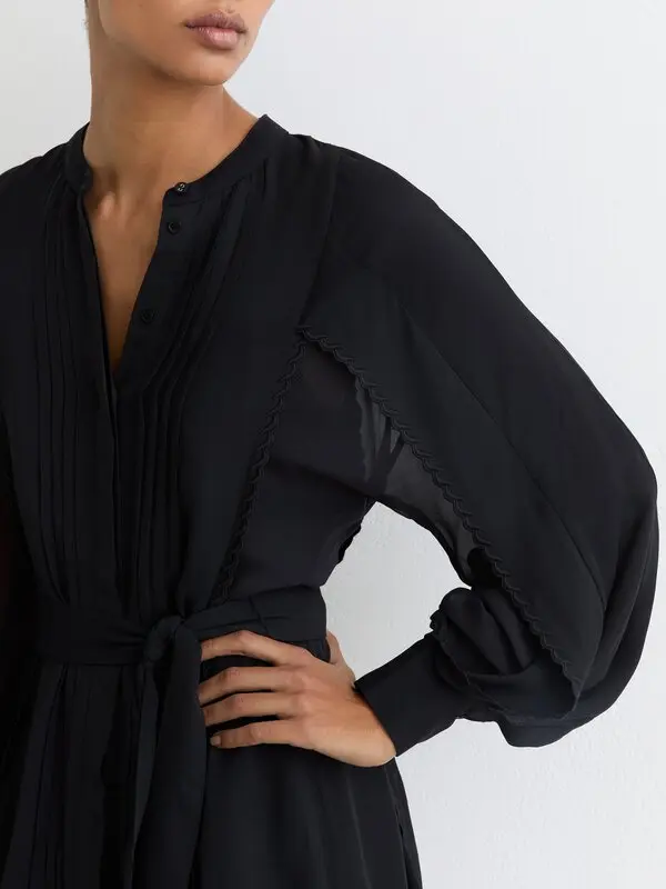 REISS Eliana Embroidered-trim Belted Mini Dress