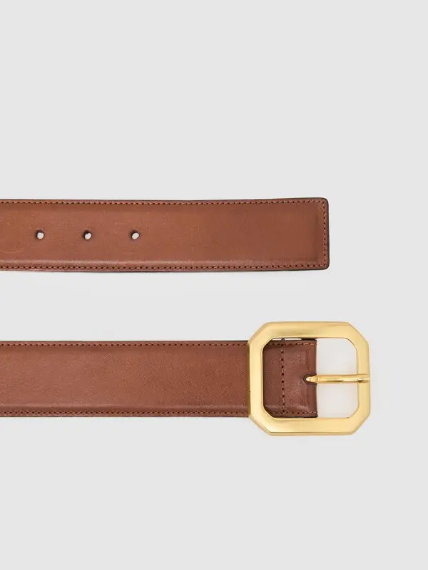 REISS Edna Leather Edged-buckle Belt