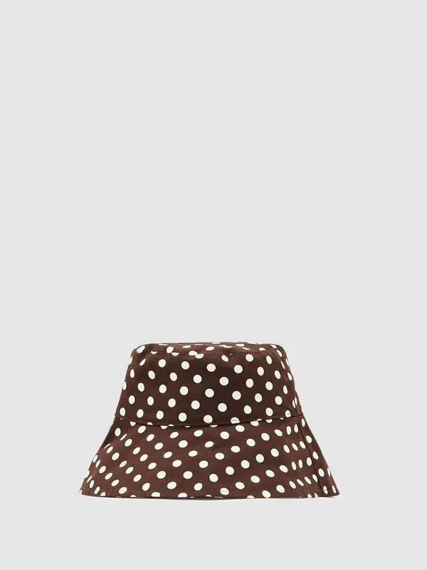 REISS Paloma Polka-dot Bucket Hat - Chocolate