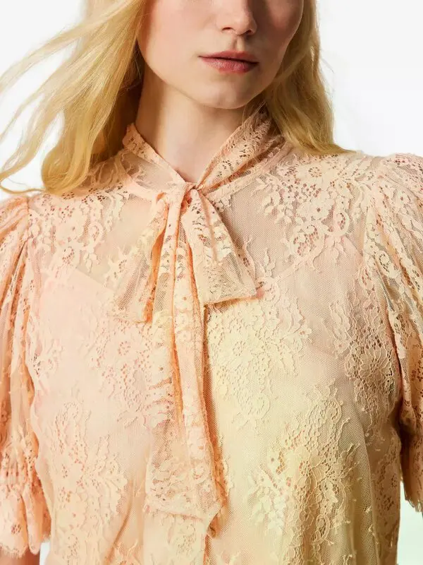 TWINSET Lace Pussy Bow Shirt - Pink