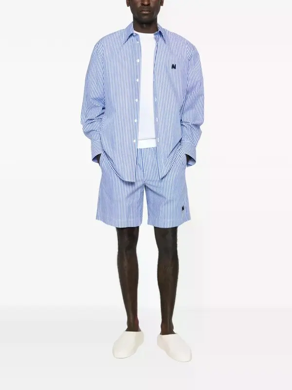 MSGM Striped Shorts With Logo Patch