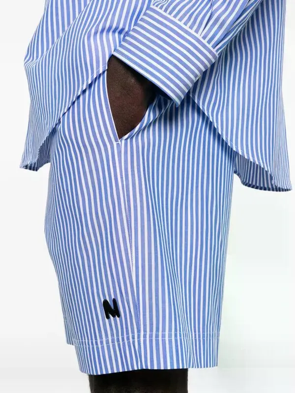 MSGM Striped Shorts With Logo Patch