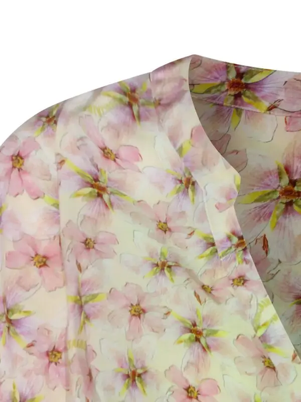 Zadig&Voltaire Floral Print Long Sleeve V-neck Blouse - Neutrals
