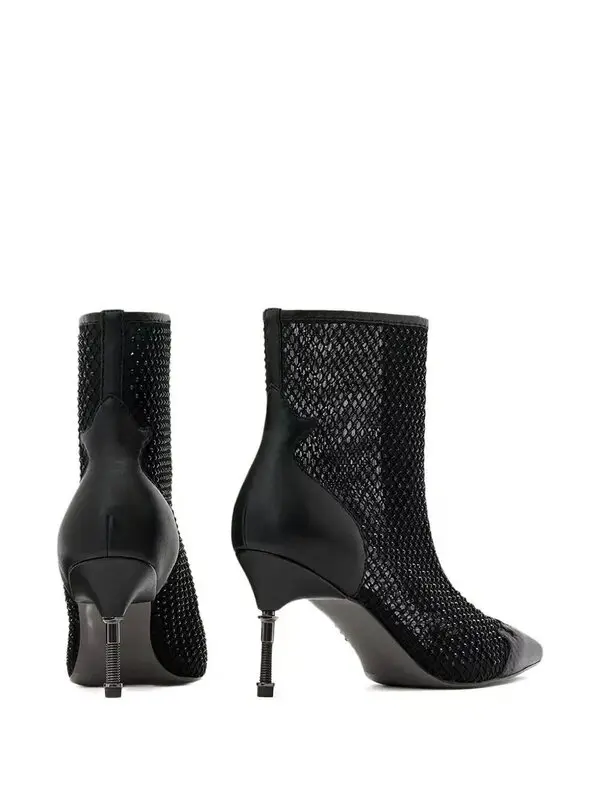 ALLSAINTS Natasha Mesh Embellished Pointed Toe High Heel Ankle Boots
