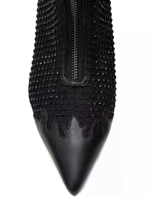 ALLSAINTS Natasha Mesh Embellished Pointed Toe High Heel Ankle Boots