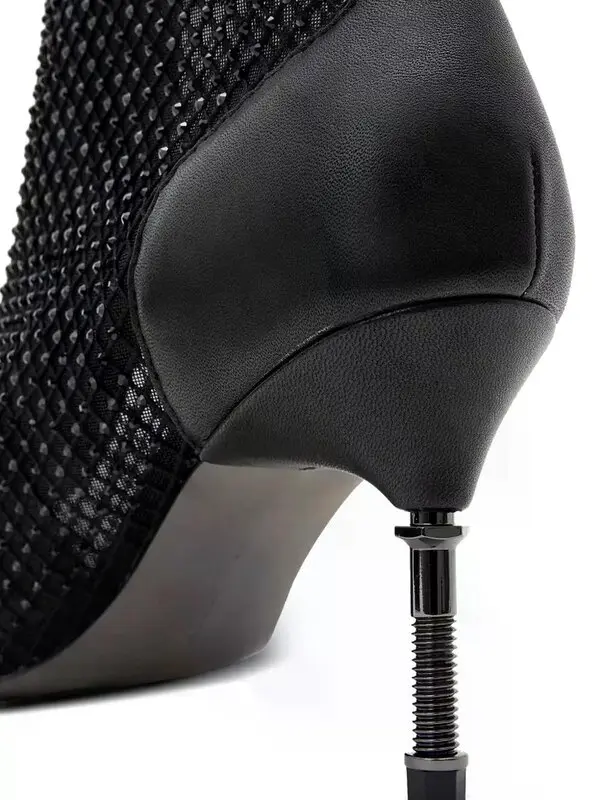 ALLSAINTS Natasha Mesh Embellished Pointed Toe High Heel Ankle Boots