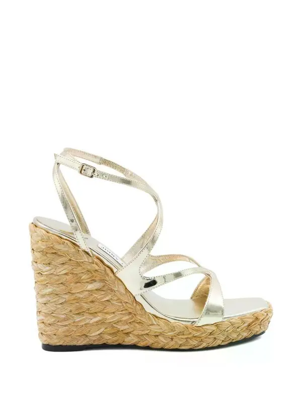 JIMMY CHOO Ayla Metallic-straps Heeled Espadrilles