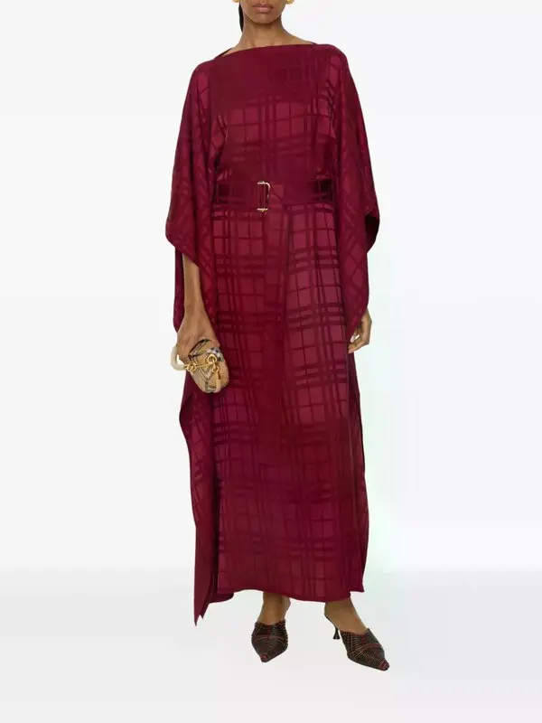 Burberry Check Buckle Silk Maxi Dress