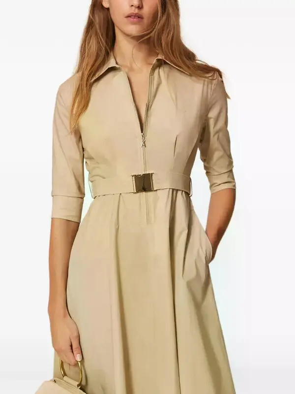 TWINSET Belted Zip-up Midi Dress