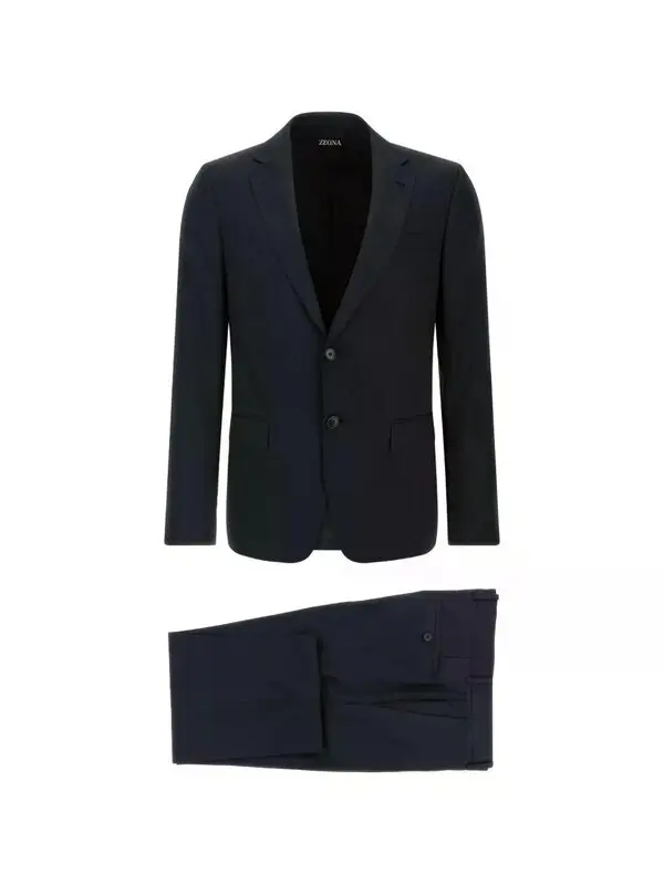 Zegna Pinstriped Button Suit - Blue