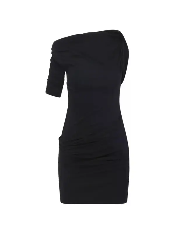 Jacquemus Asymmetrical One-shoulder Ruched Mini Dress - Black