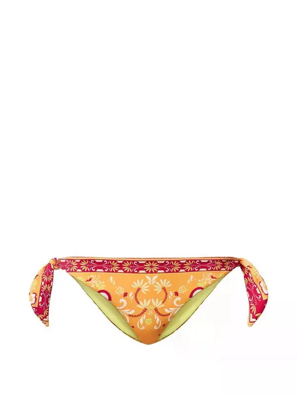 TWINSET Printed Bikini Bottom With Side Ties - Orange