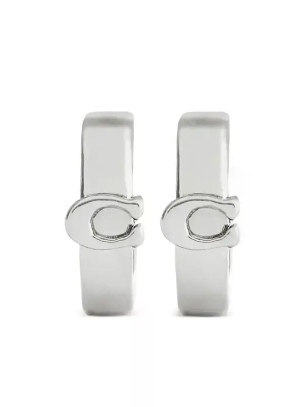 COACH Logo Huggie Earrings - Silver