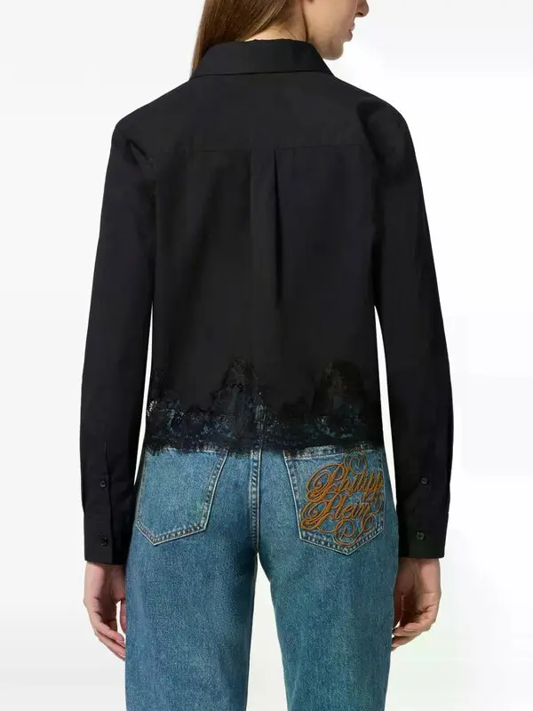 Philipp Plein Embroidered Lace Cropped Shirt