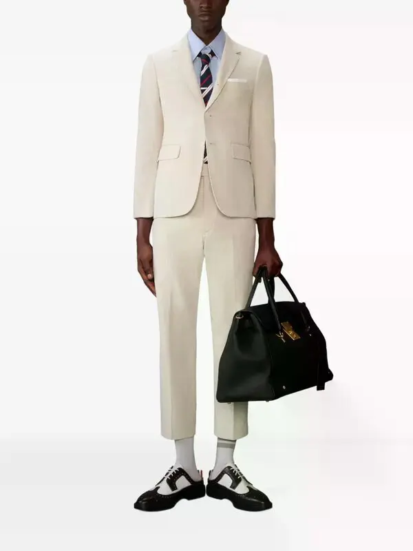 Thom Browne Corduroy-texture Tapered Chino Trousers - Neutrals