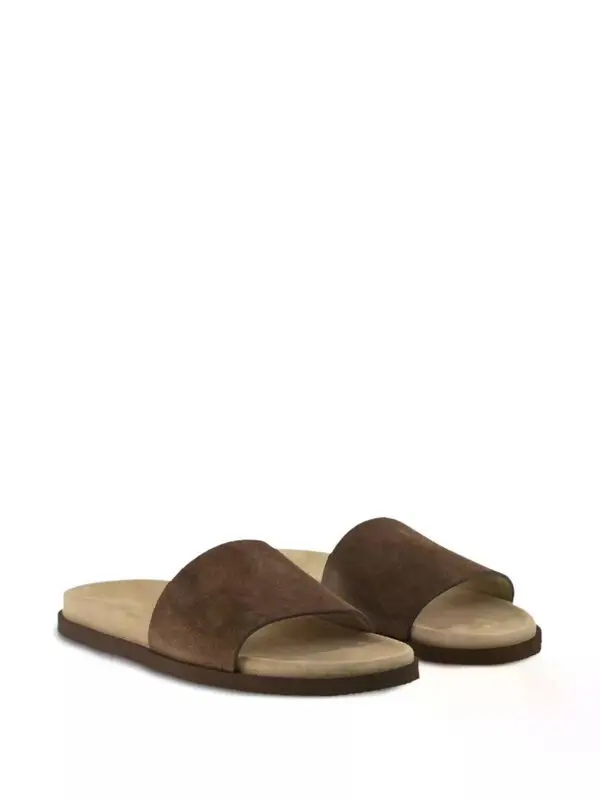 Brunello Cucinelli Suede Strap Flat Sandals - Brown
