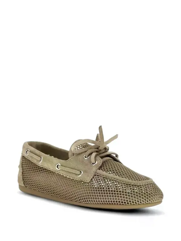 Miu Miu Mesh And Suede Deck Shoes - Neutrals