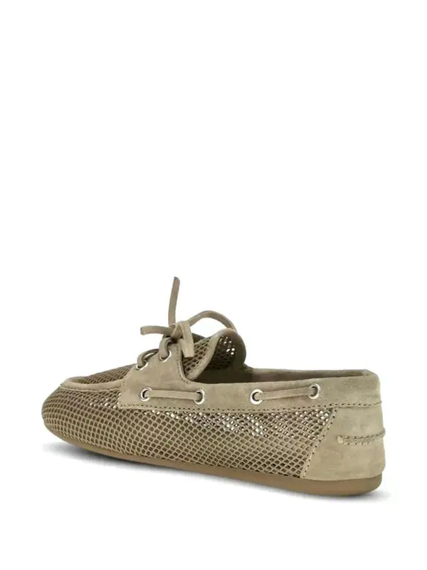 Miu Miu Mesh And Suede Deck Shoes - Neutrals