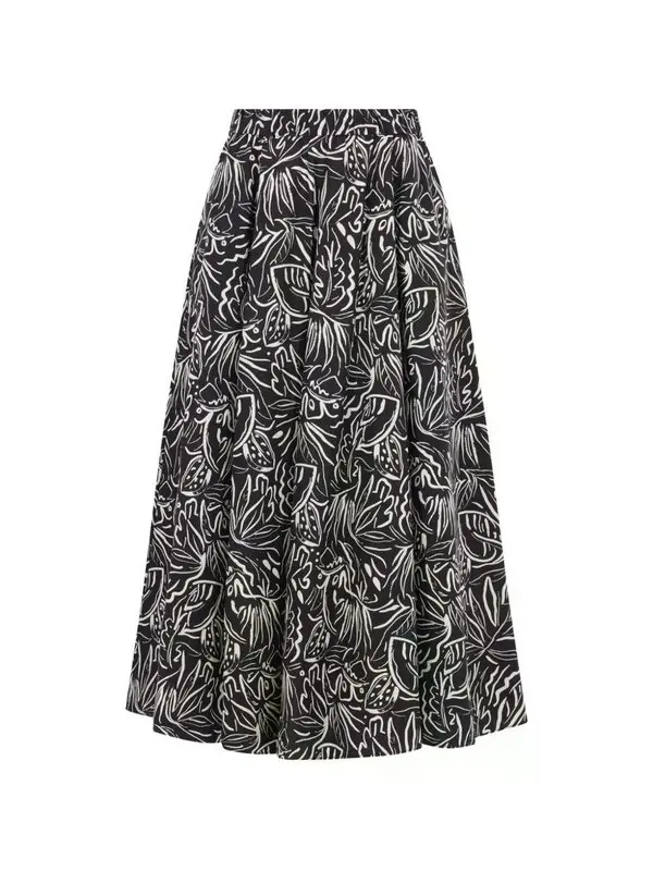 Aspesi Floral-print Midi Skirt - Black