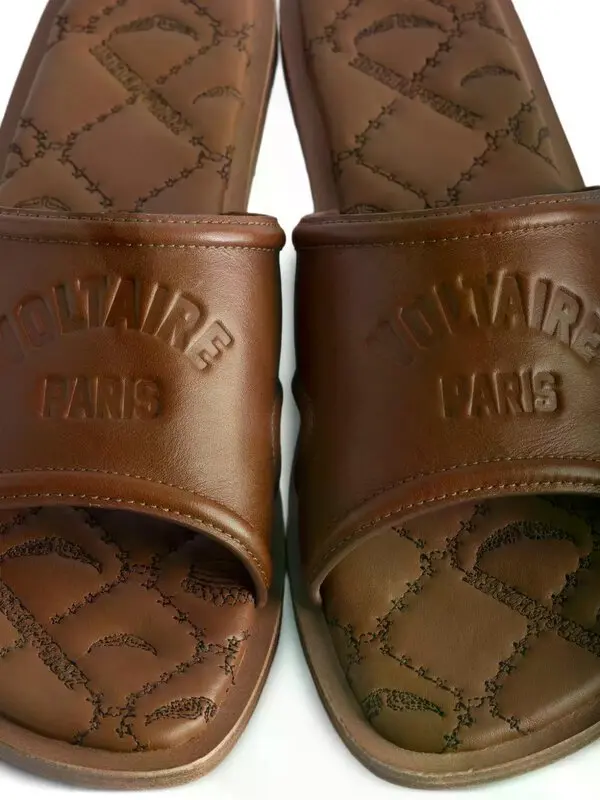 Zadig&Voltaire Beach Monogram Quilted Mules - Brown