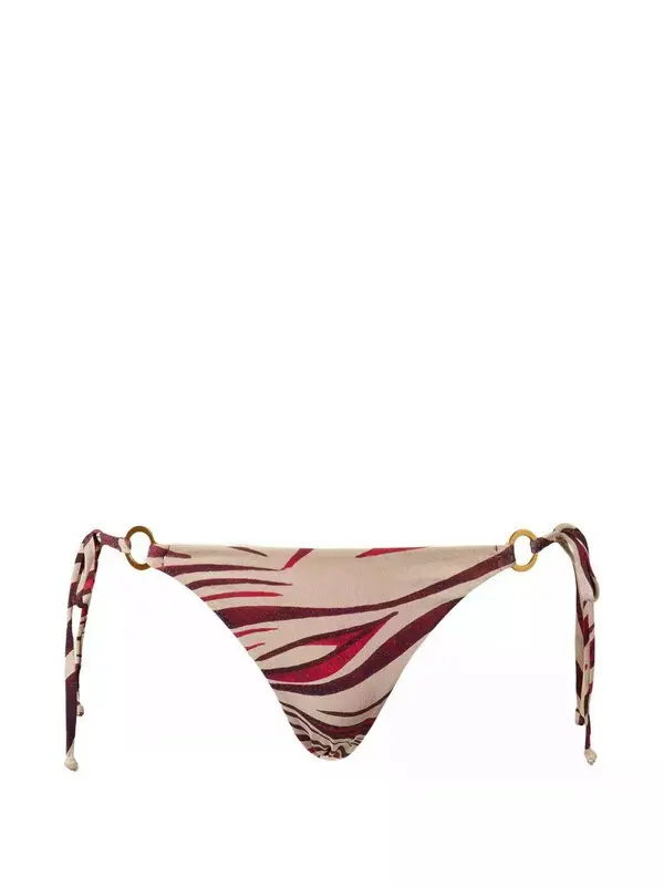 TWINSET Graphic Zebra Print Lurex Bikini Bottoms - Neutrals