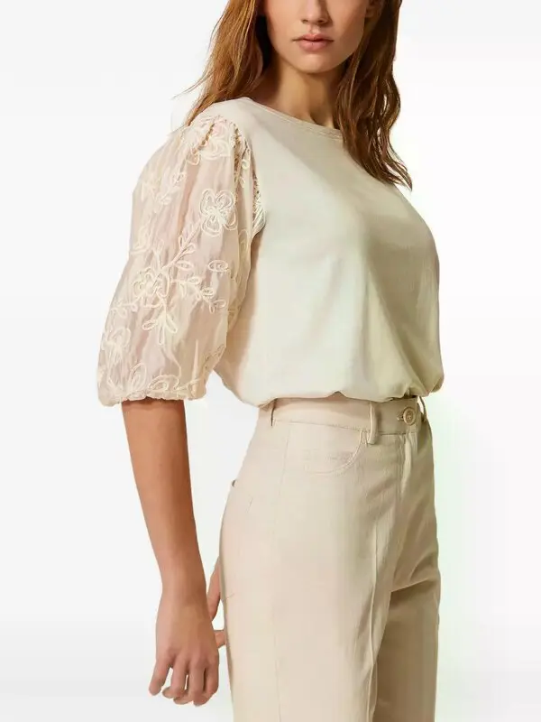 TWINSET Embroidered Balloon Sleeve Blouse