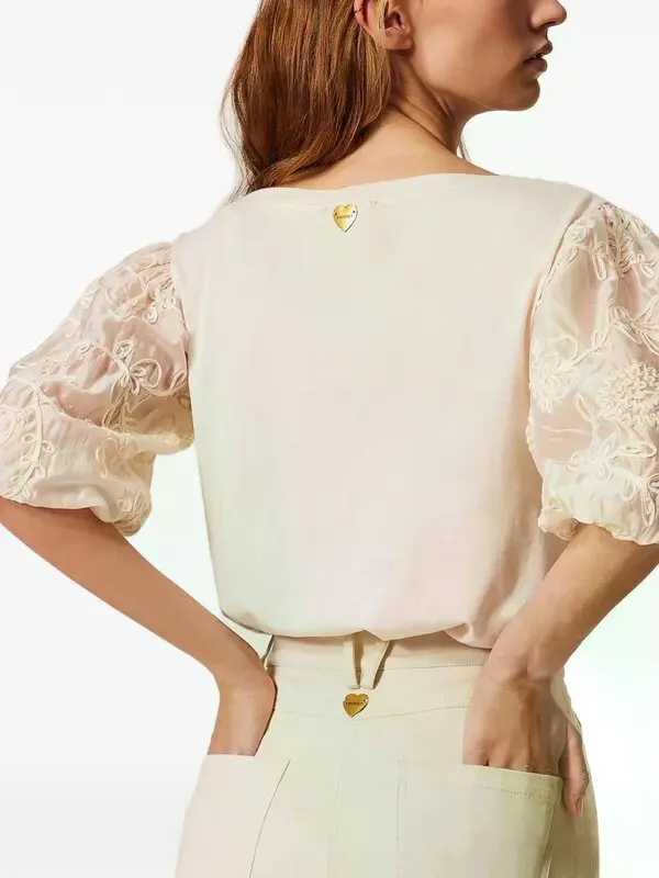 TWINSET Embroidered Balloon Sleeve Blouse