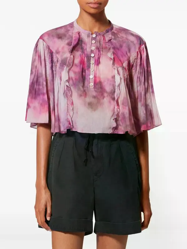 MARANT ETOILE Veelia Ruffled Buttoned Blouse - Pink